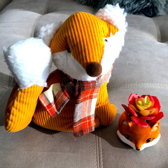 Holiday | Little Fall Decorations Bundle 1 Fox Stuffed And 1 Fox Fake ...